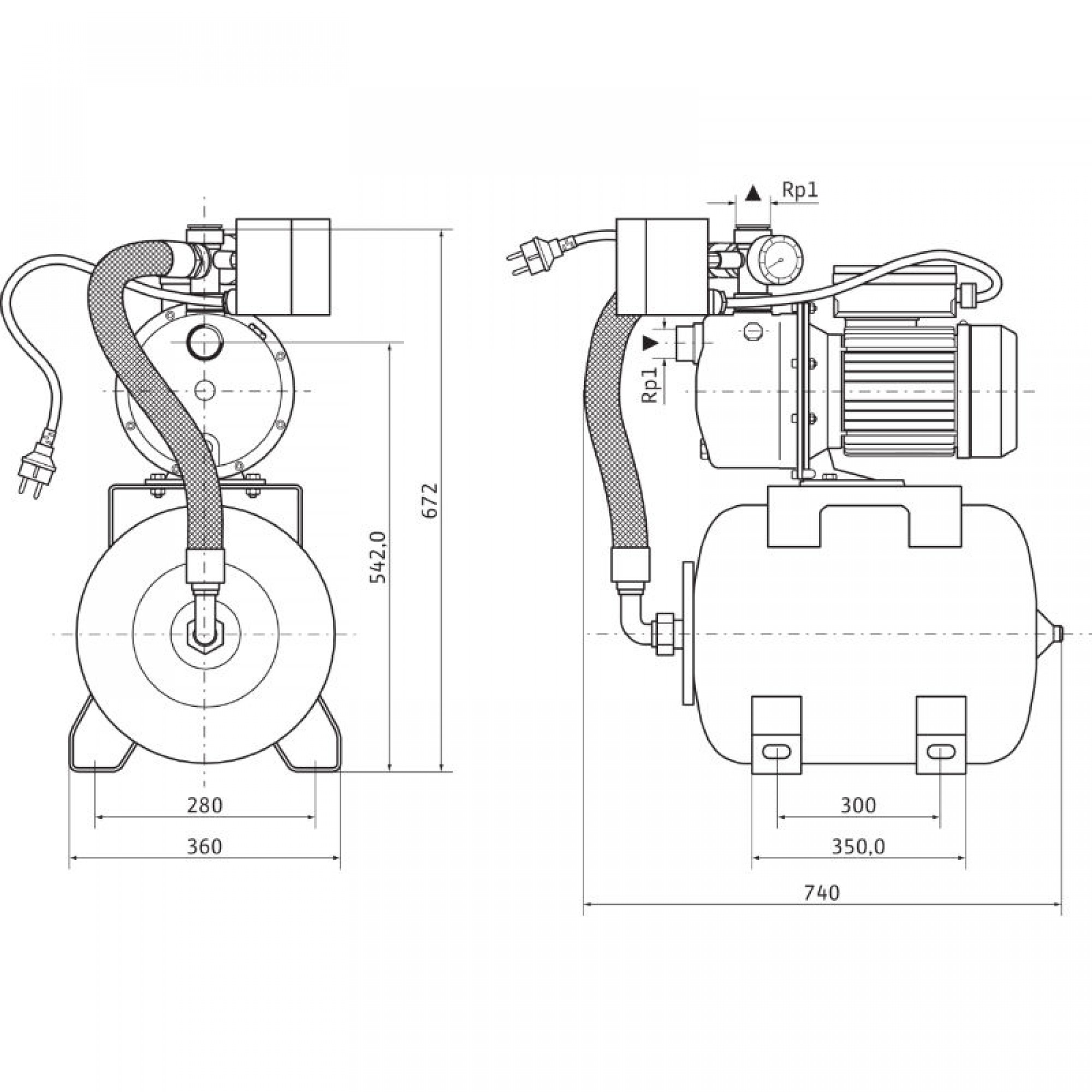 Хидрофорна помпа Wilo HWJ 204 H EM 50 L EPDM - мощност 1100W, напор 50м ...